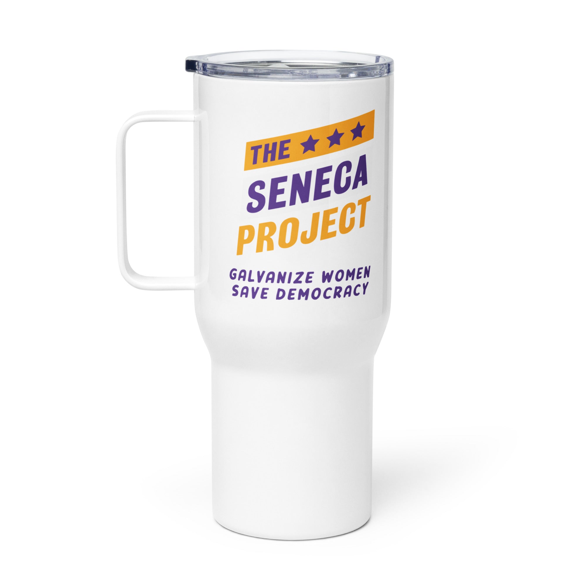 SENECA PROJECT LOGO TRAVEL MUG WITH A HANDLE – The Seneca Project Store
